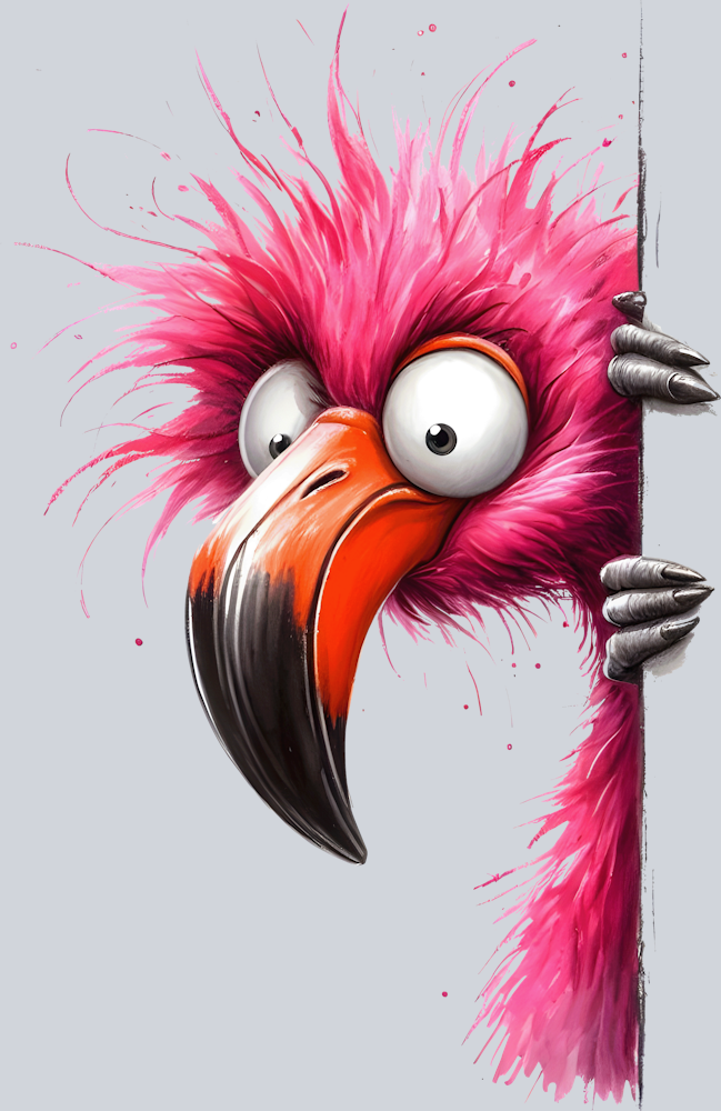 funny watercolor quirky peeking flamingo – MyLink2Ink